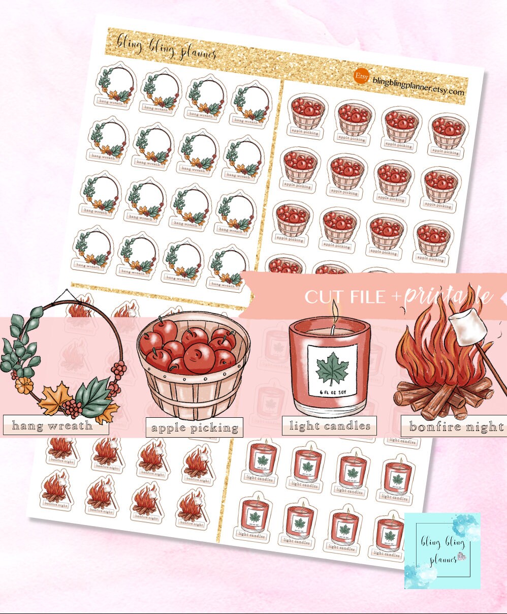 FALL BUCKET LIST Stickers Printable Fall Bucket Stickers - Etsy