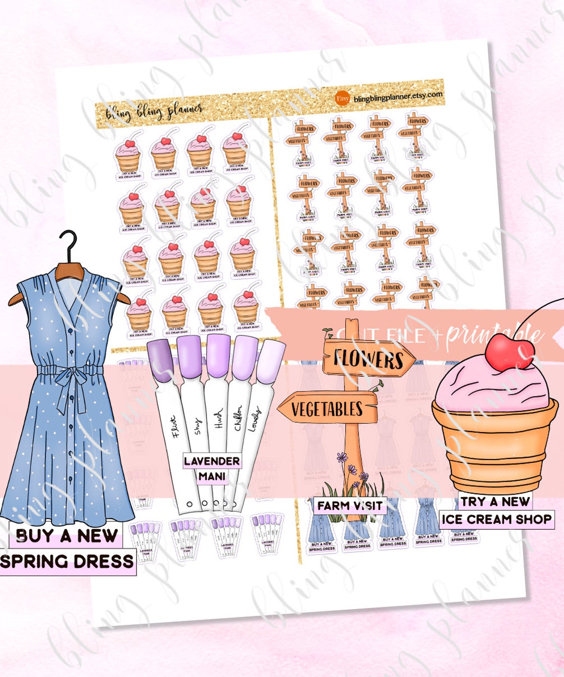 SPRING BUCKET LIST Stickers Printable Spring Bucket Stickers | Etsy