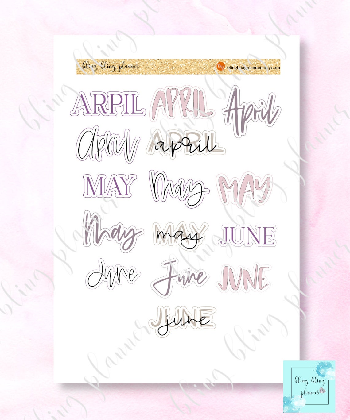PRINTABLE MONTH STICKERS, Month Script Planner Stickers, October ...