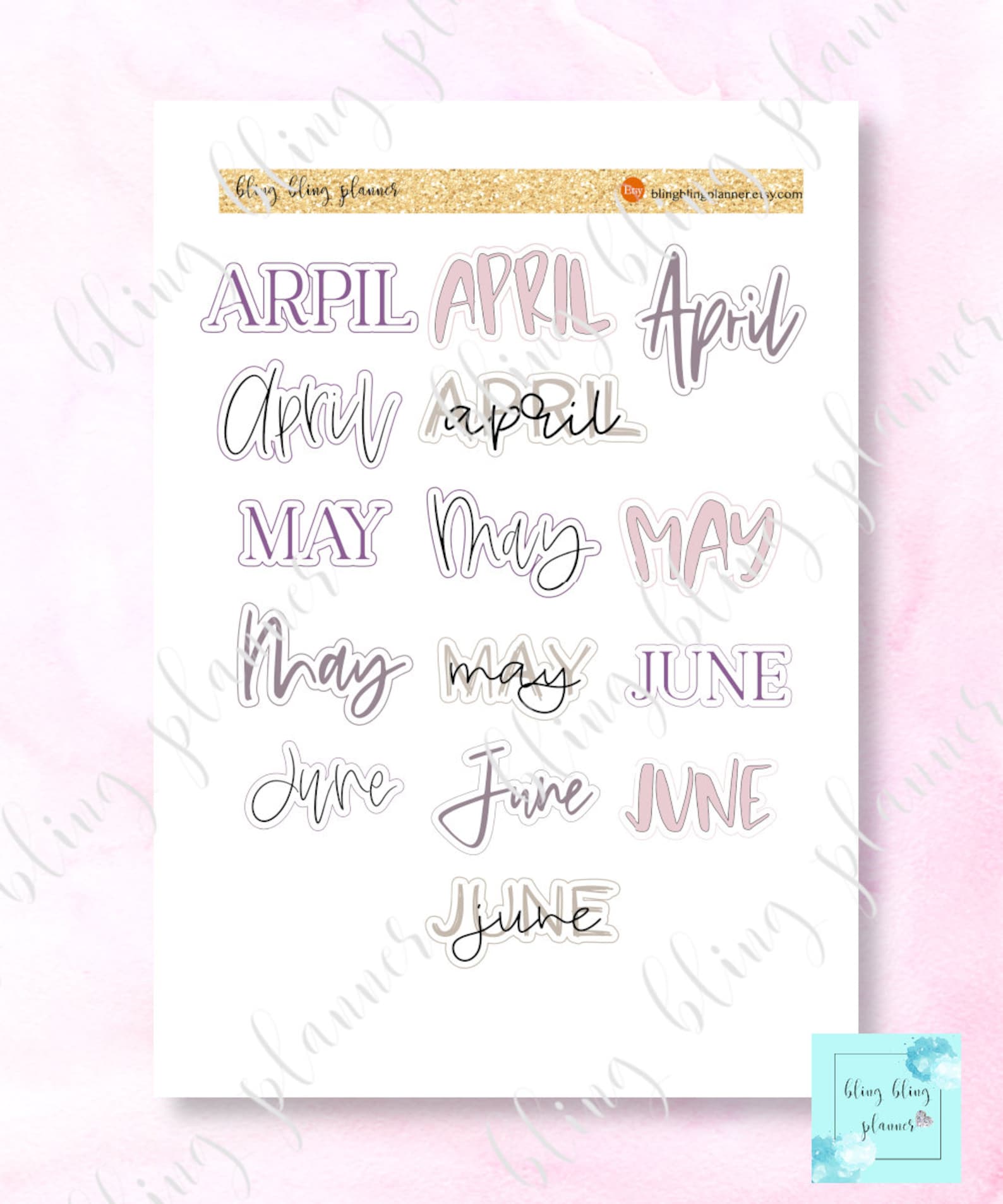 PRINTABLE MONTH STICKERS, Month Script Planner Stickers, October ...
