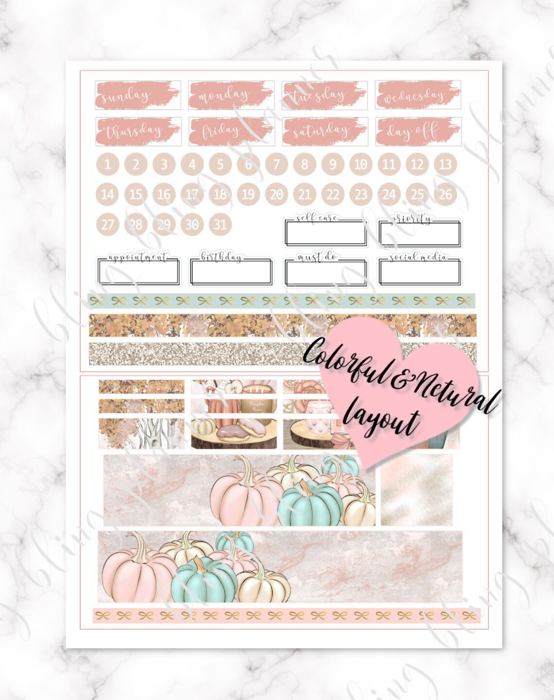 FALL PRINTABLE STICKERS, Fall Printable Sticker Kit, Autumn Printable ...