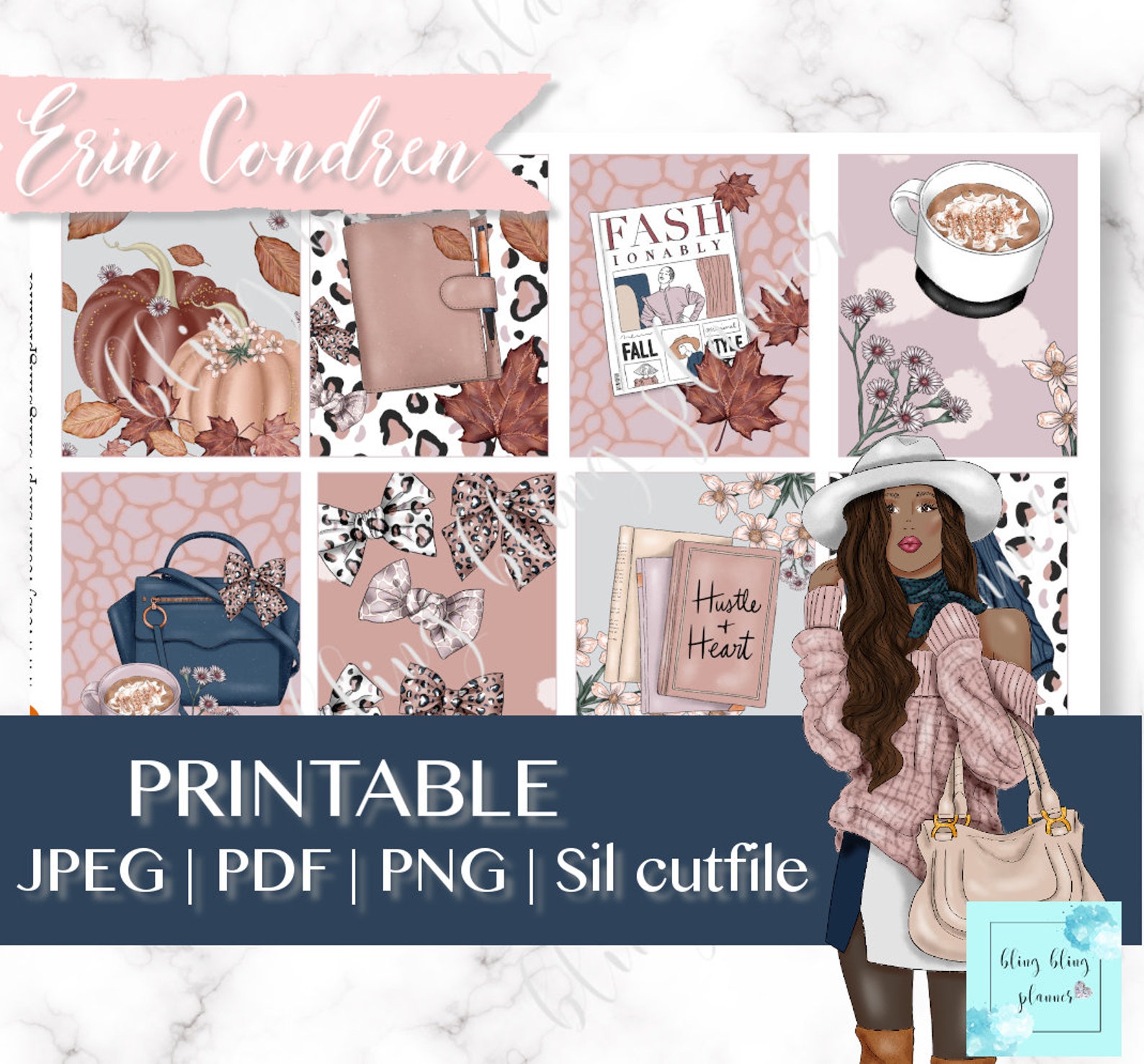 FALL PRINTABLE Planner Stickers Fall Planner Girl Stickers - Etsy