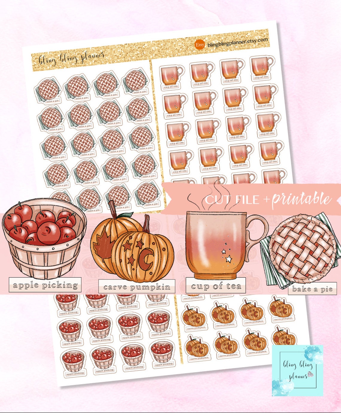 FALL BUCKET LIST Stickers Printable Fall Bucket Stickers | Etsy