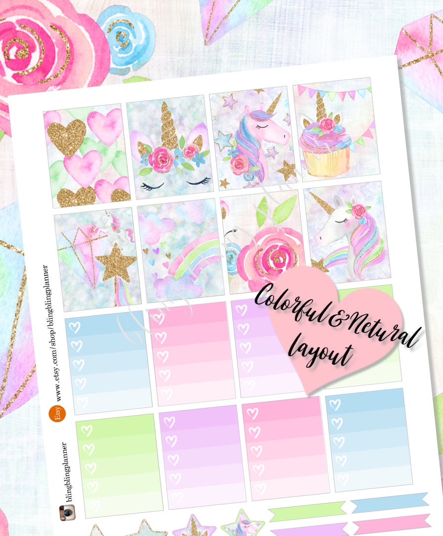 UNICORN PLANNER KIT Summer Planner Stickers Unicorn Planner - Etsy