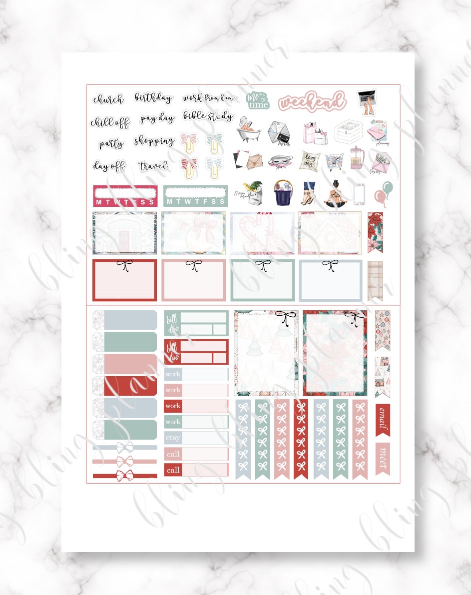 WINTER PRINTABLE Planner Sticker Christmas Planner Stickers - Etsy