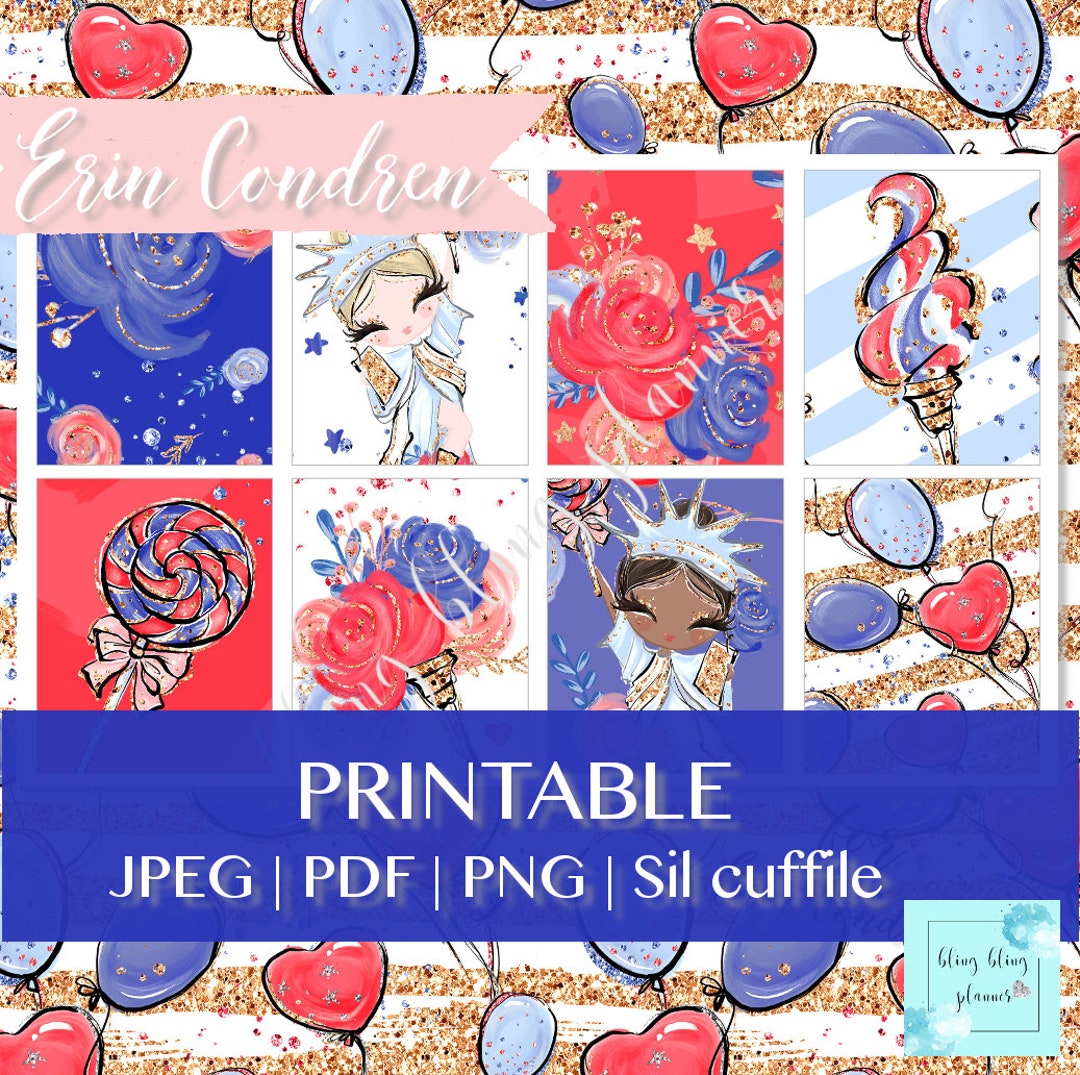 4th of JULY PLANNER Stickers, Independence Day Stickers, Cute July 4th ...