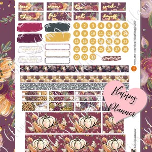 HAPPY PLANNER FALL Planner Sticker, Thanksgiving Printable Planner ...
