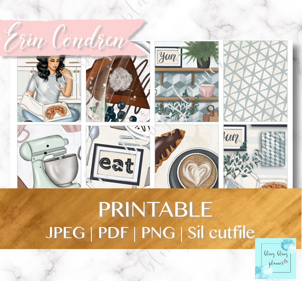 COOKING PRINTABLE Planner STICKERS Bakery Planner Sticker - Etsy