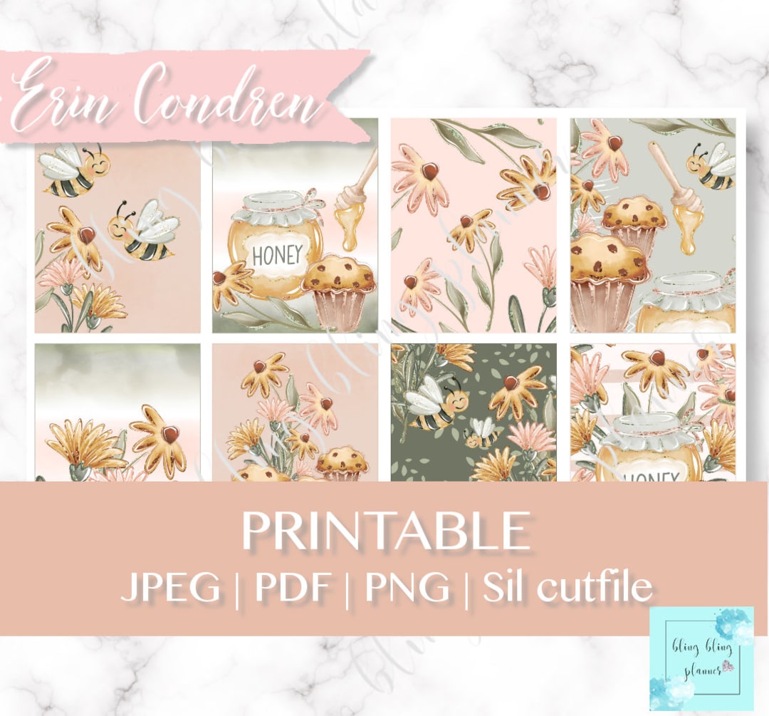 BEE PRINTABLE PLANNER Stickers, Summer Printable Sticker Kit, Honeybee ...
