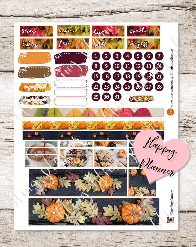 THANKSGIVING HAPPY PLANNER Stickers, Thanksgiving Photo Happy Planner ...