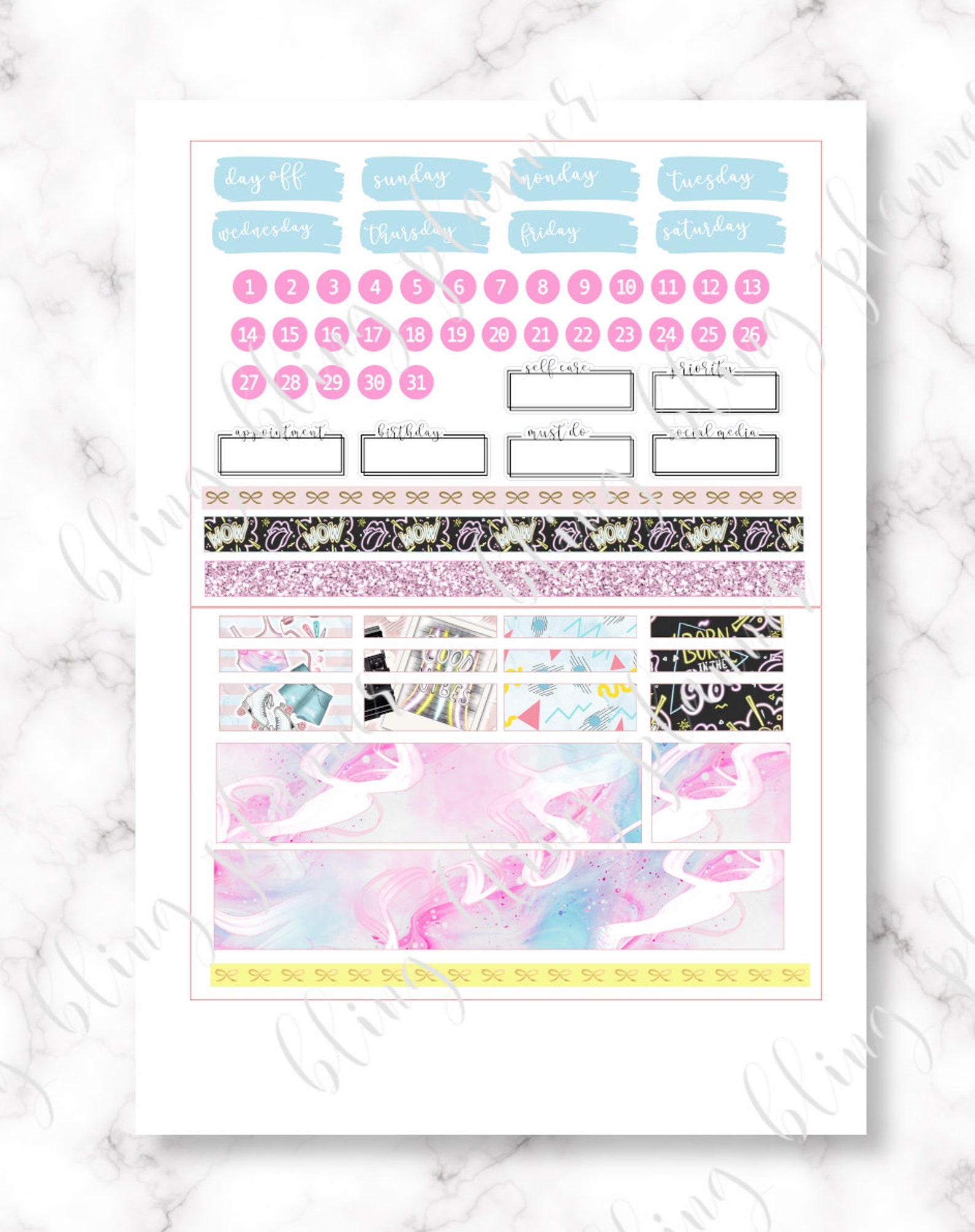 90s PRINTABLE PLANNER STICKERS Retro Printable Planner - Etsy