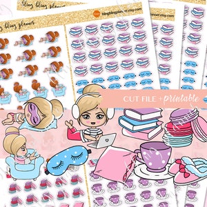 PRINTABLE STAY AT Home Sticker, Printable Relax Sticker, Cute Doll ...