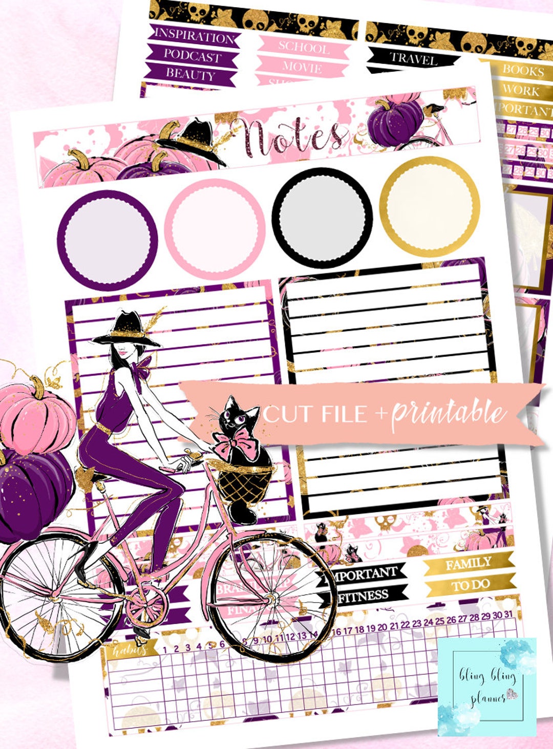 HALLOWEEN NOTE PAGE Sticker, October Notes Page, Printable Note Page ...