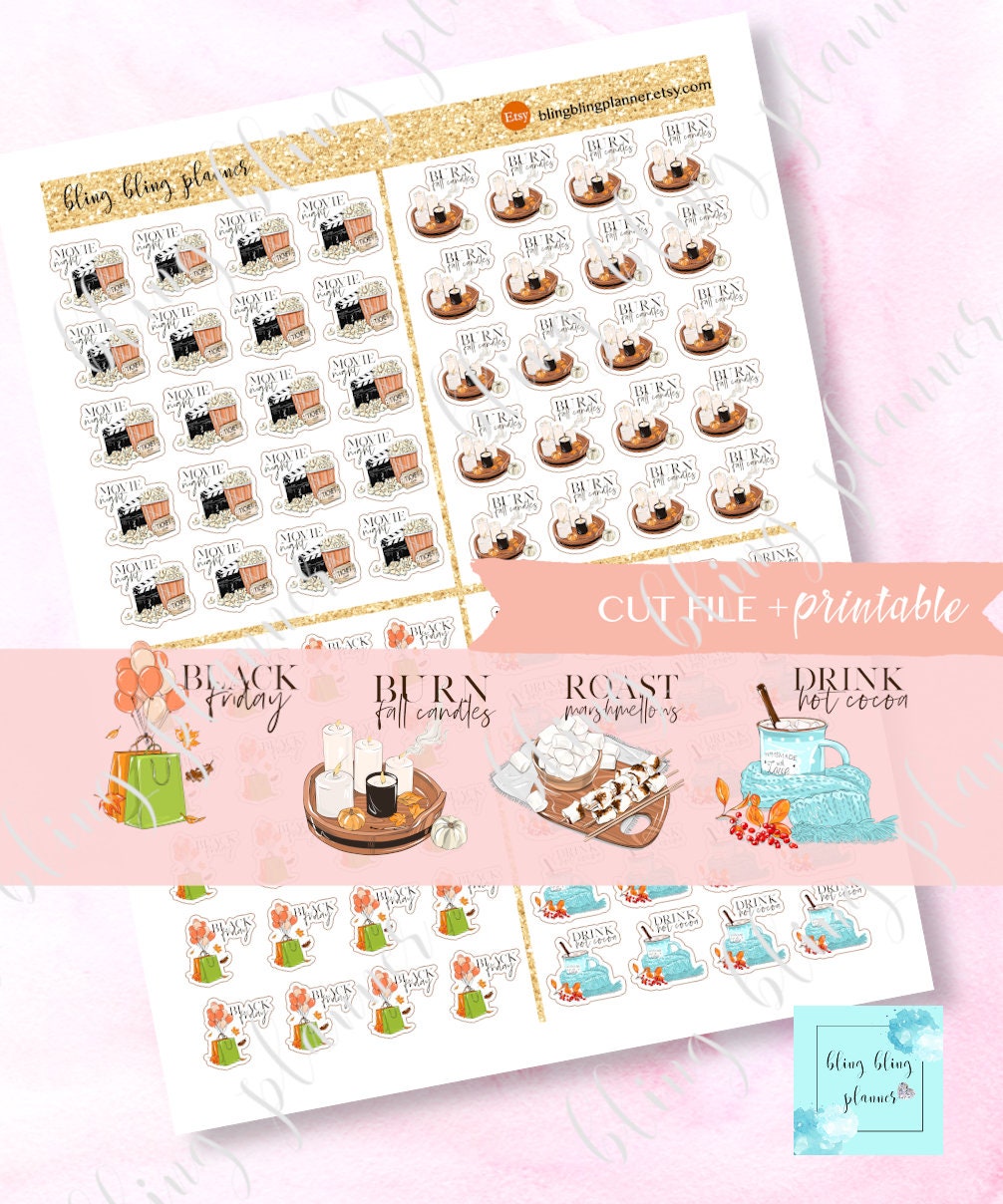 FALL BUCKET LIST Stickers, Printable Fall Bucket Stickers, Fall Planner ...