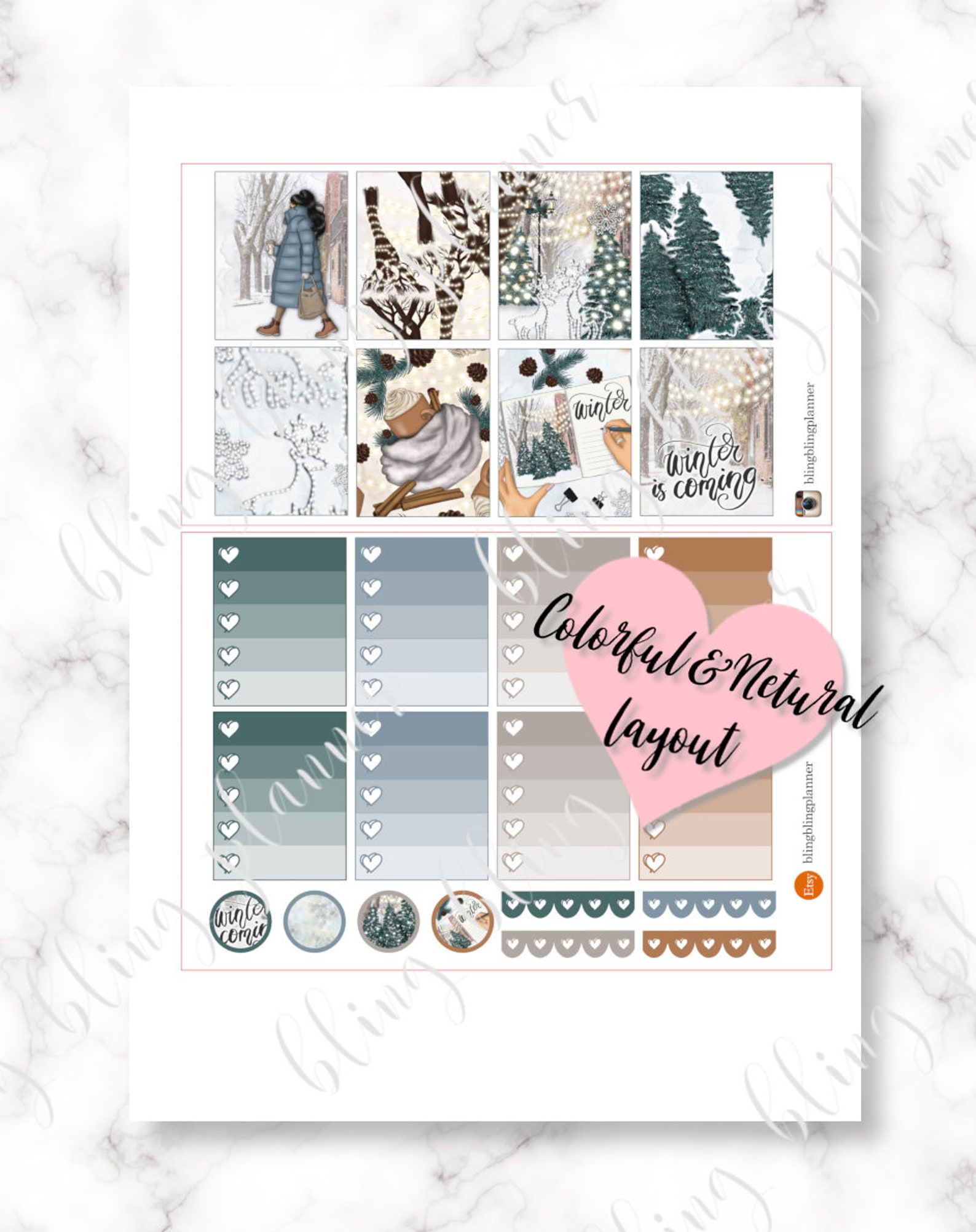 WINTER PRINTABLE PLANNER Stickers Snow Printable Stickers | Etsy