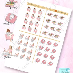 FITNESS Printable PLANNER STICKERS, Yoga Planner Stickers, Stretching ...