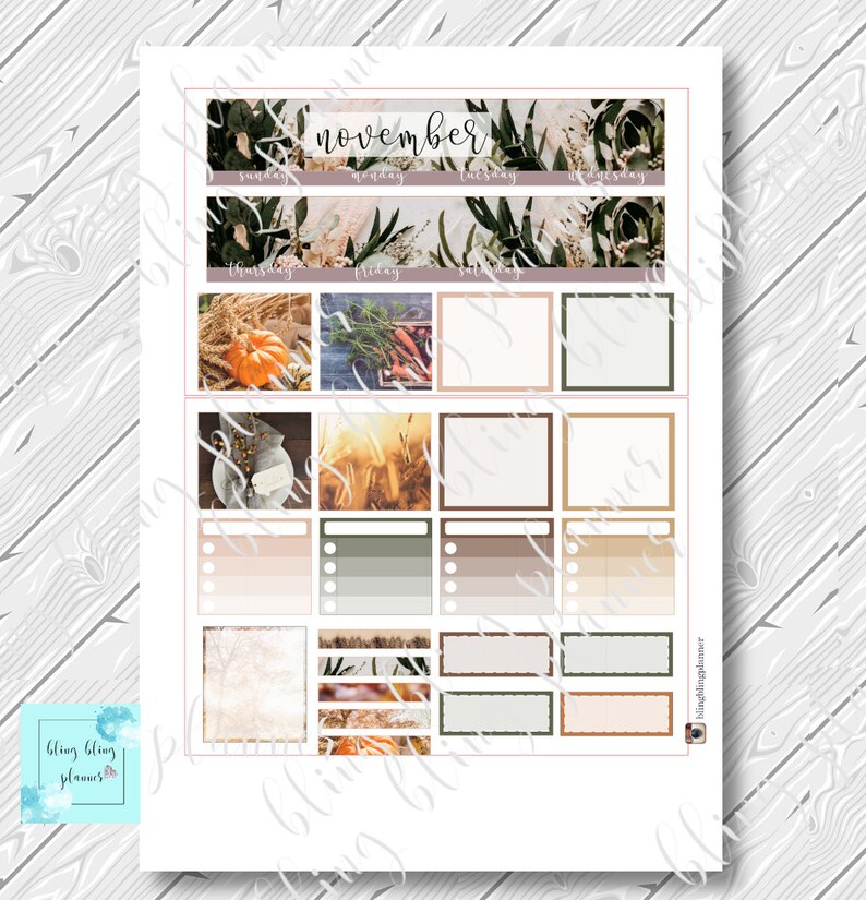 NOVEMBER MONTHLY KIT Printable November Monthly View Fall - Etsy