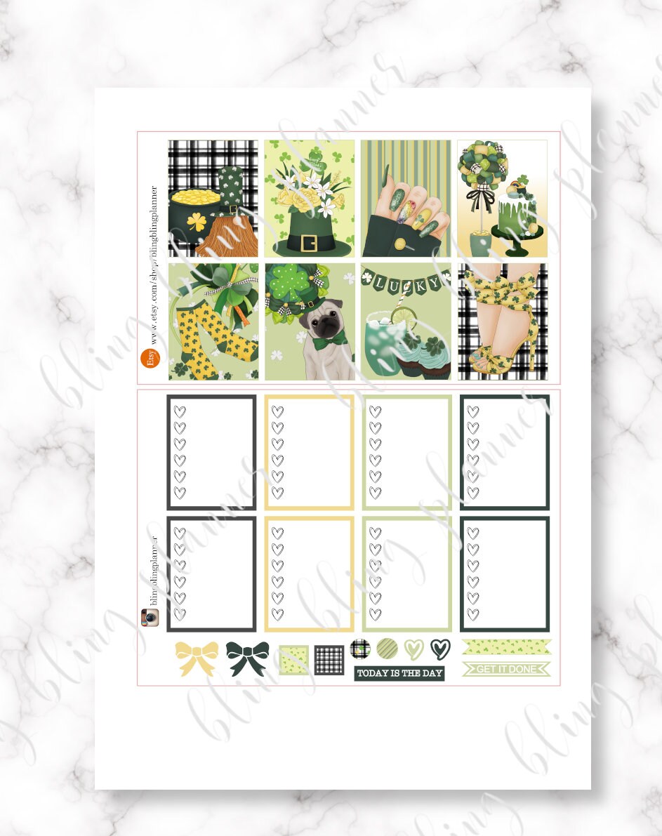 PRINTABLE St PATRICKS DAY Planner Kit, St Patty Girl Planner Stickers ...