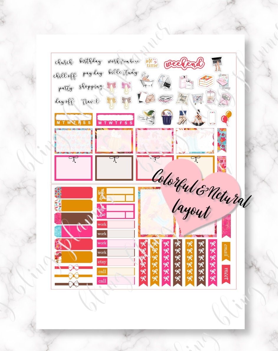 COLORFUL FALL PLANNER Stickers, Red Maple Printable Sticker Kit, Fall ...