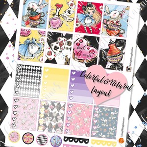 ALICE in WONDERLAND PRINTABLE Stickers, Erin Condren Printable Planner ...