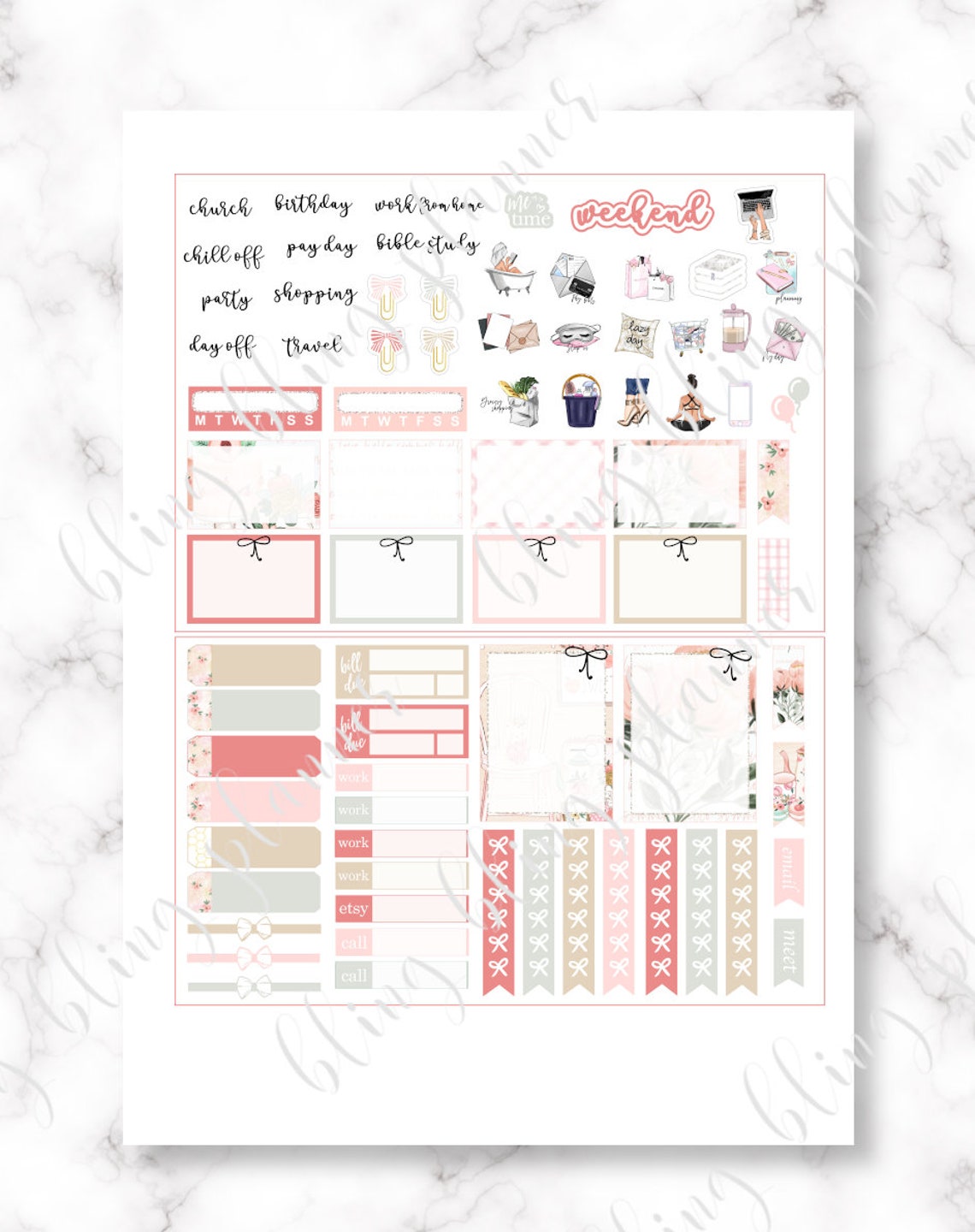 PEACH PRINTABLE PLANNER Stickers Summer Planner Kits - Etsy