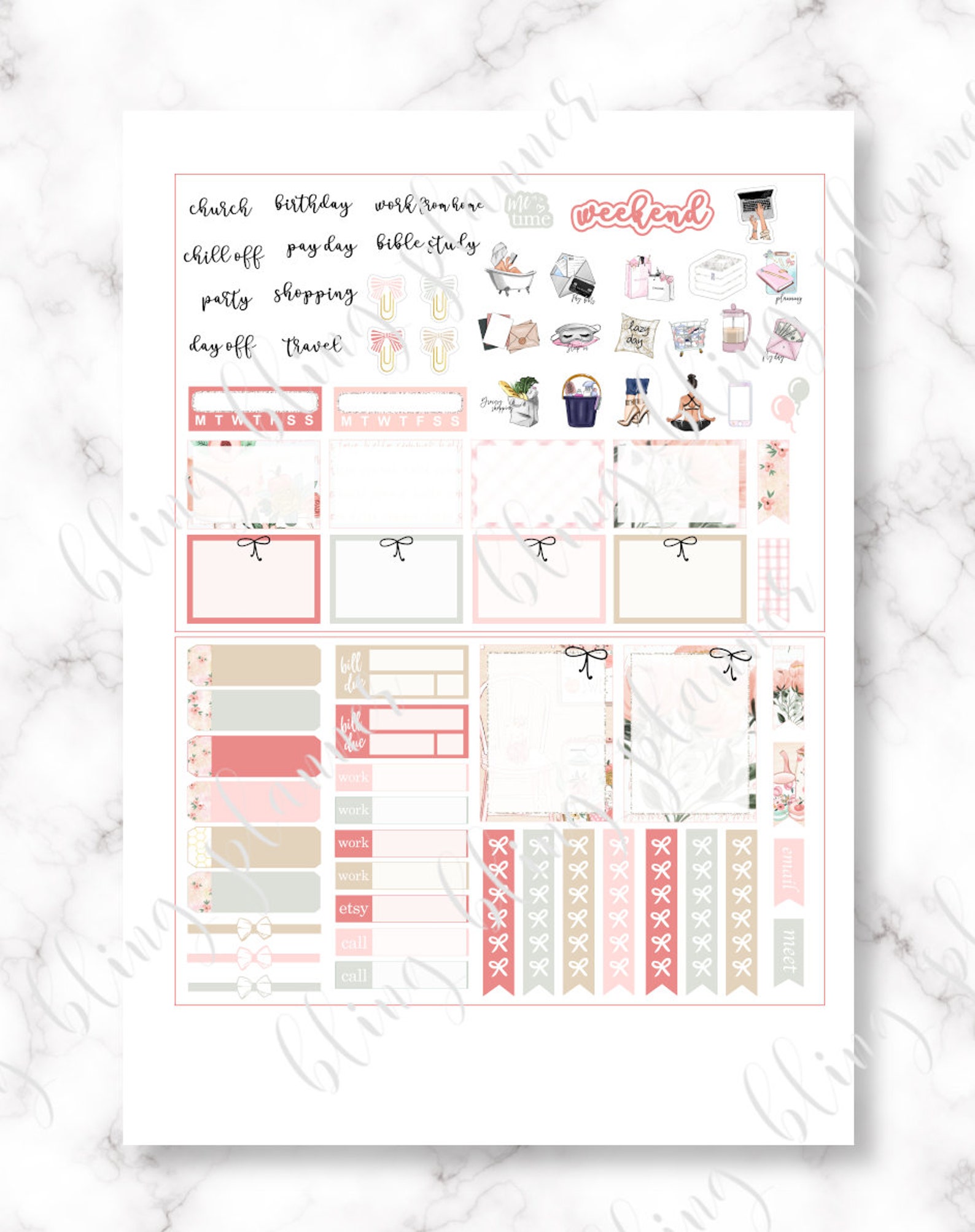 PEACH PRINTABLE PLANNER Stickers Summer Planner Kits - Etsy