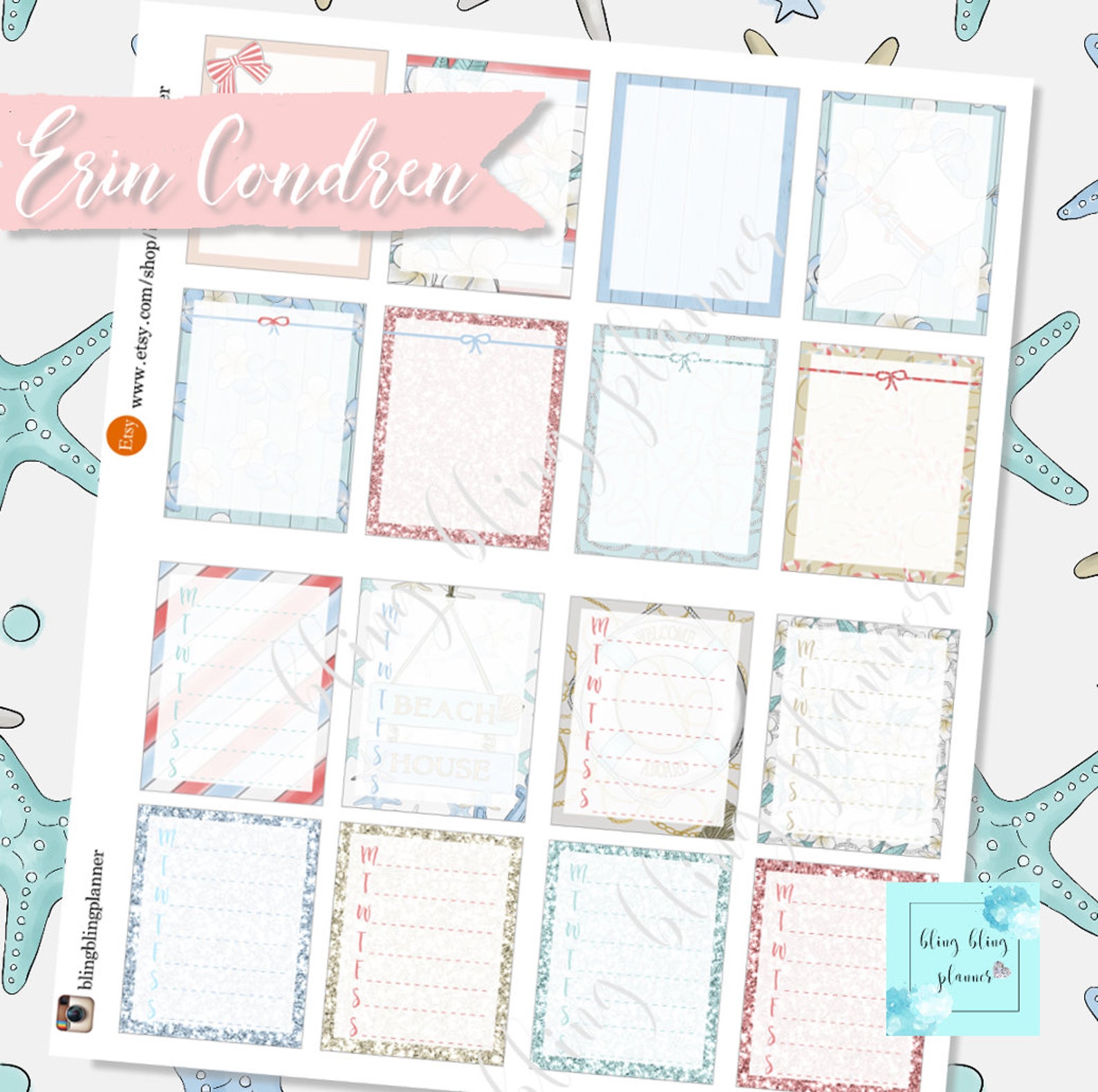 PRINTABLE FUNCTIONAL STICKERS, Bow Clip Printable, Printable Date Cover ...