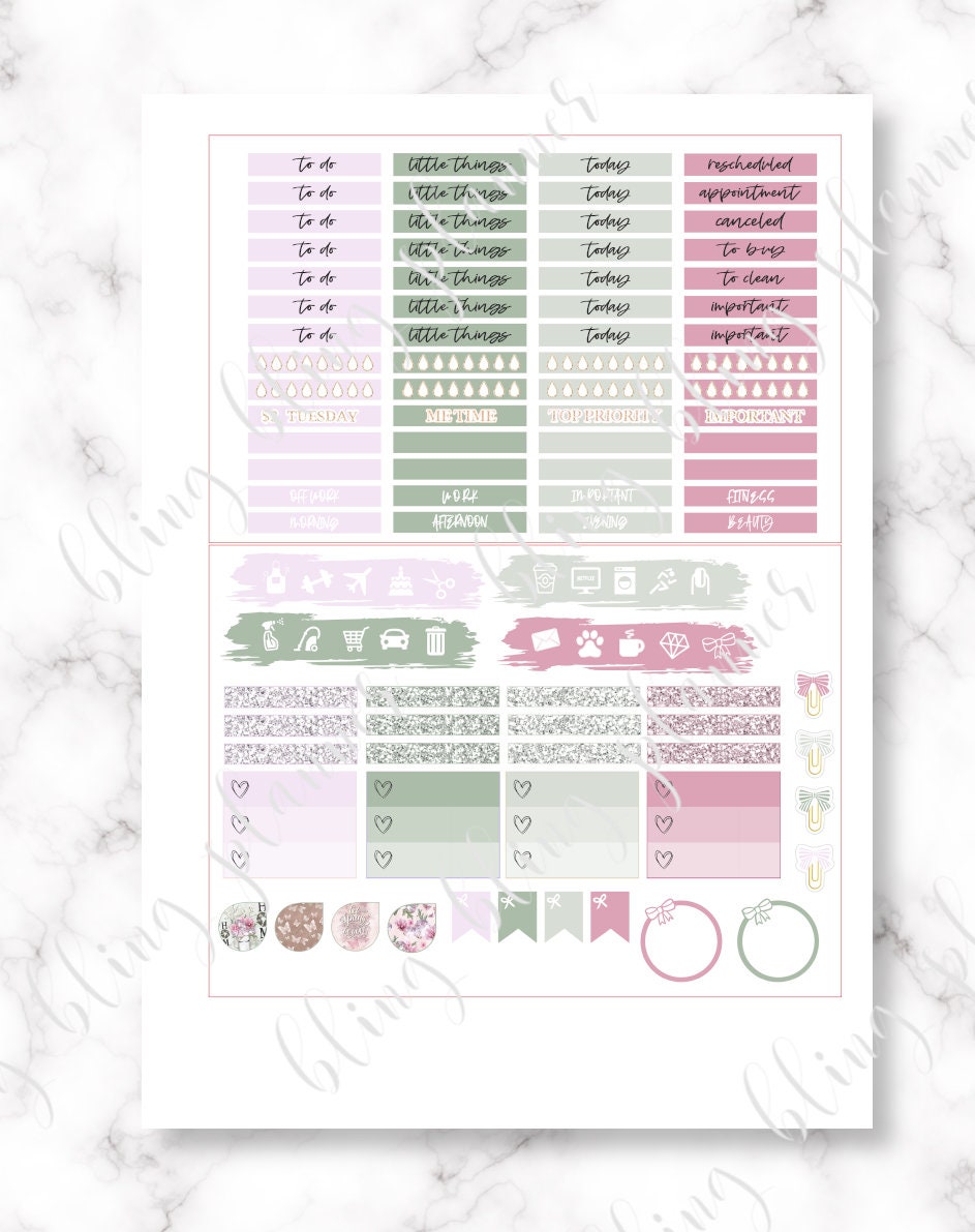 SPRING PRINTABLE PLANNER Stickers Floral Printable Stickers - Etsy