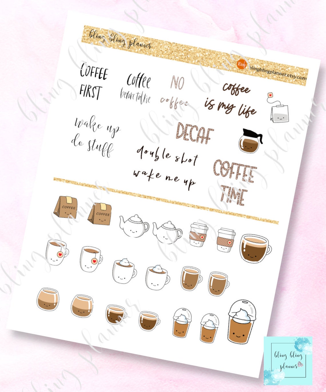 PRINTABLE COFFEE Stickers, Printable Hot Coffee Stickers, Various ...