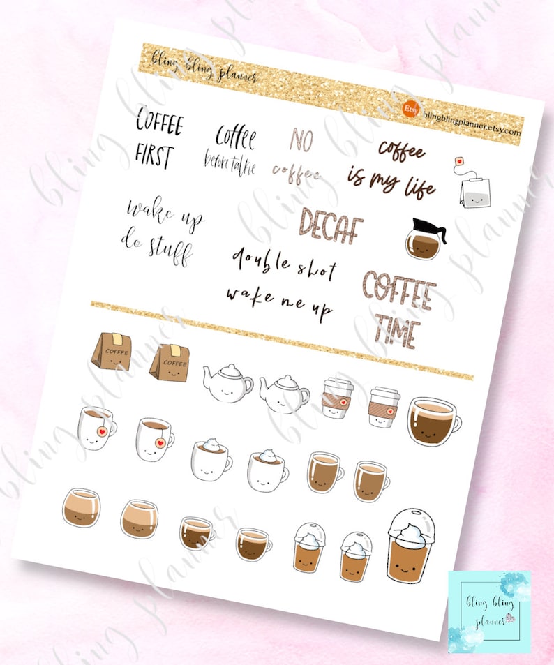 PRINTABLE COFFEE Stickers Printable Hot Coffee Stickers - Etsy