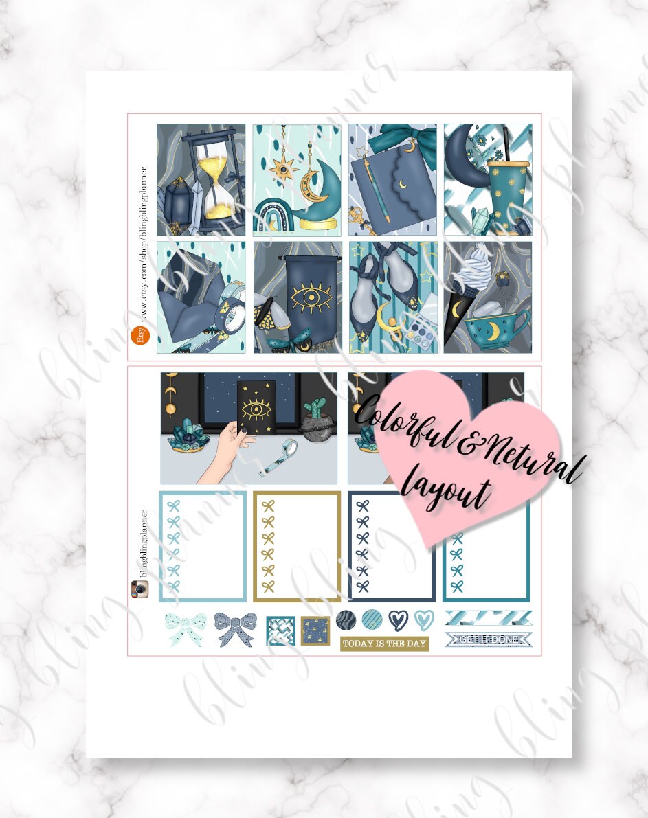 CELESTIAL PLANNER STICKER, Printable Moon Planner Stickers, Celestial ...