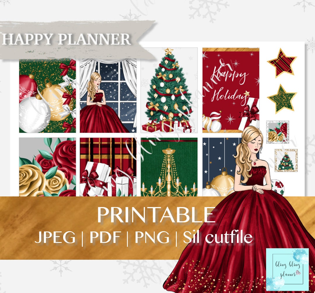 HAPPY PLANNER HOLIDAY Stickers, Printable Christmas Happy Planner ...