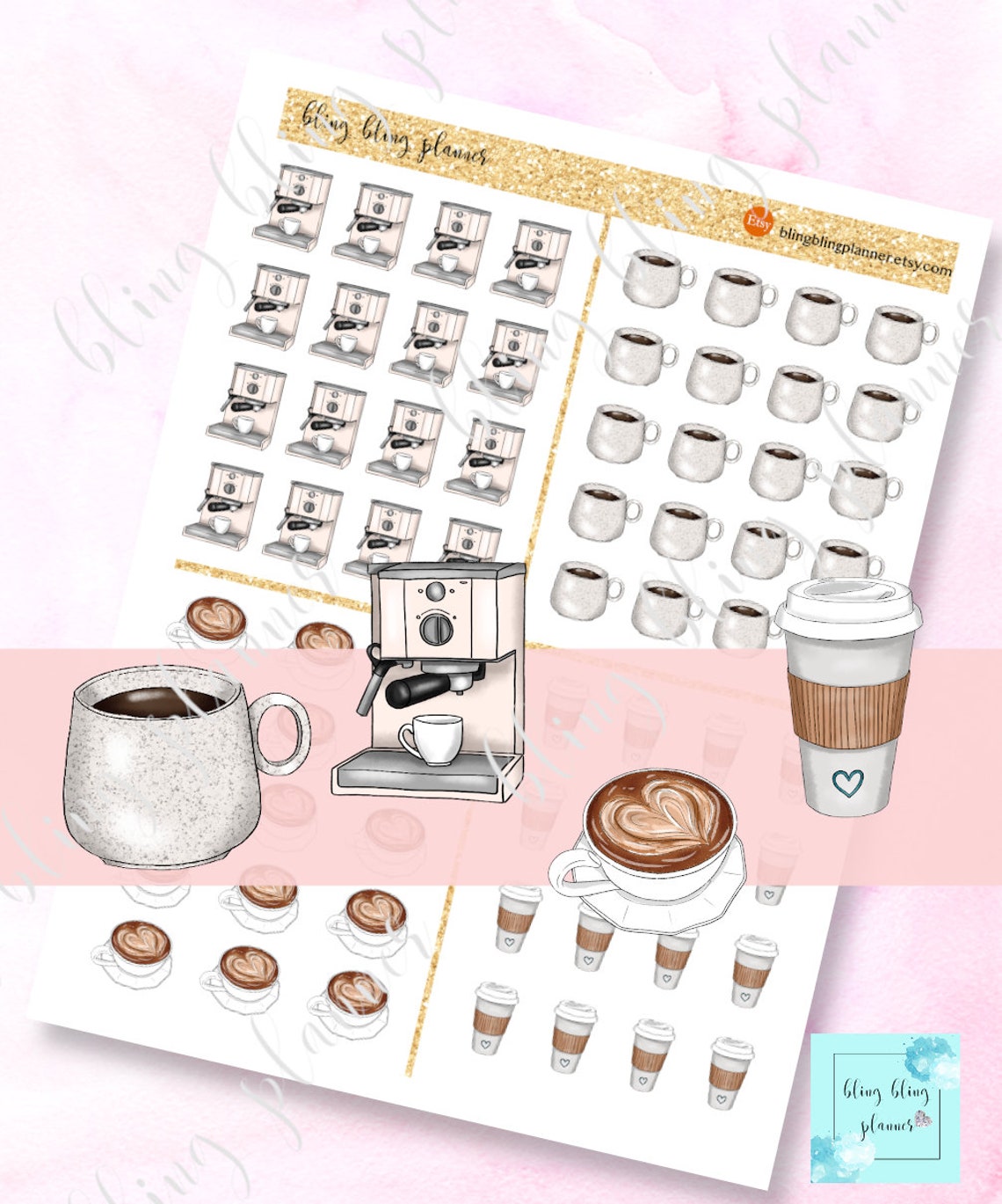 PRINTABLE COFFEE Stickers, Printable Hot Coffee Stickers, Various ...
