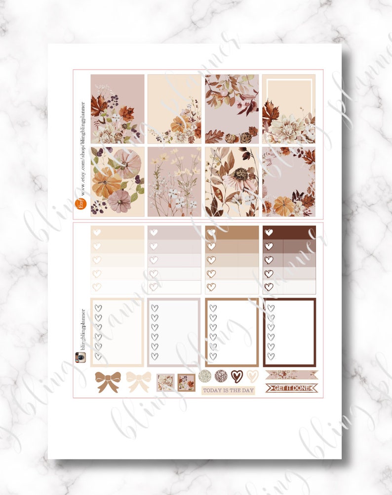 FALL FLORAL PRINTABLE Planner Sticker, Fall Flower Printable Weekly Kit ...