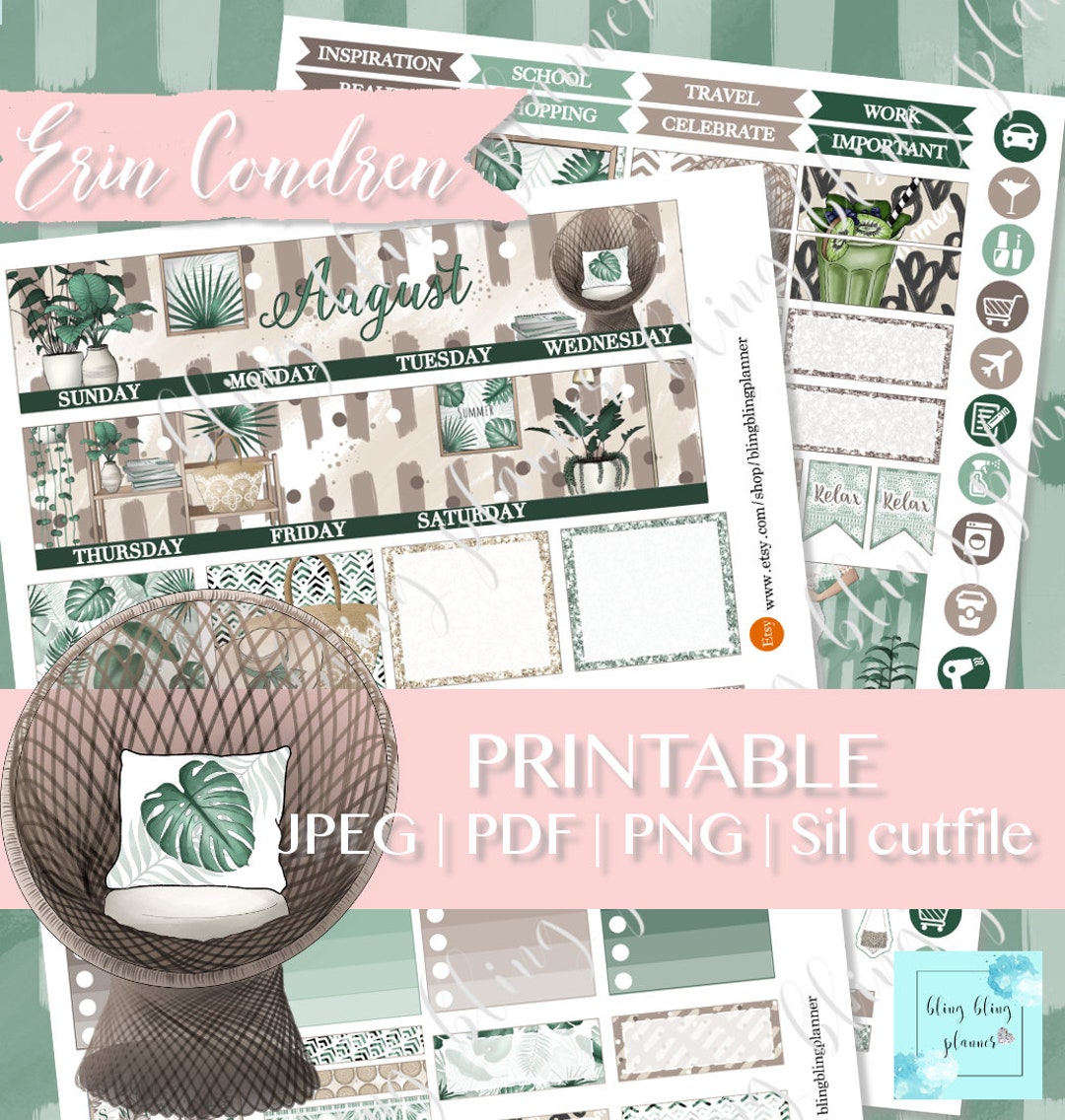 AUGUST MONTHLY KIT Printable, August Monthly Printable, Monthly Planner ...