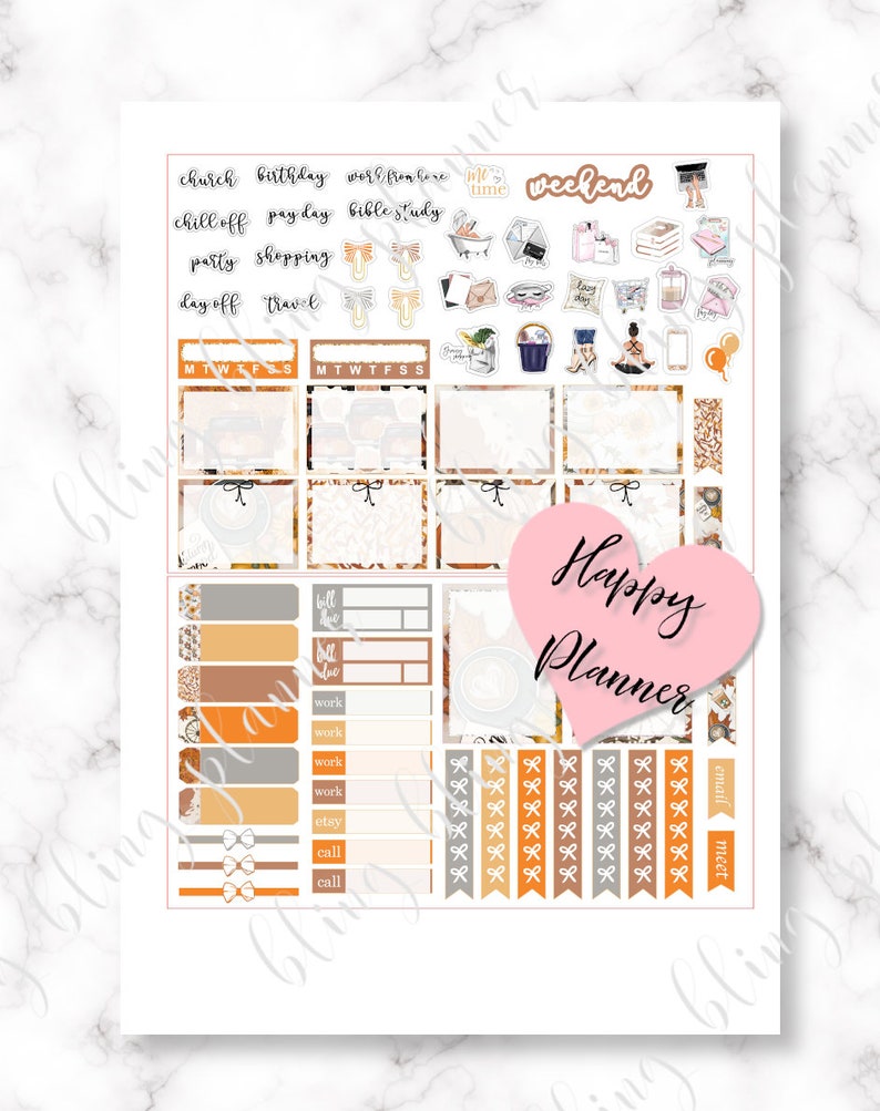 PRINTABLE FALL Happy PLANNER Sticker Autumn Happy Planner - Etsy