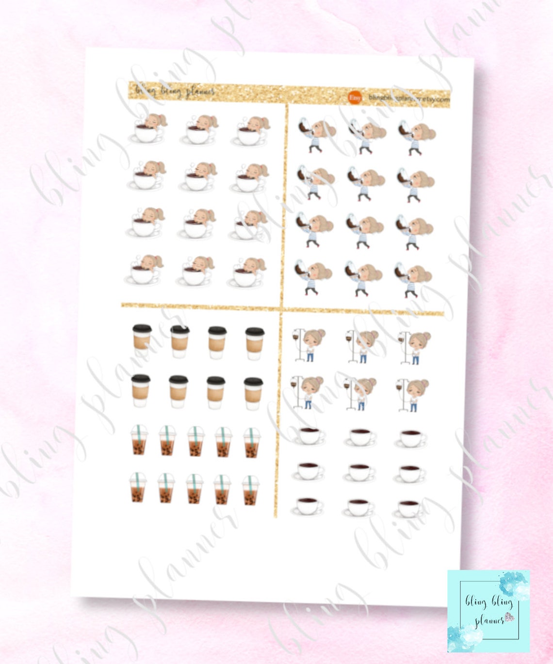 PRINTABLE COFFEE GIRL Stickers Printable Coffee Doll | Etsy