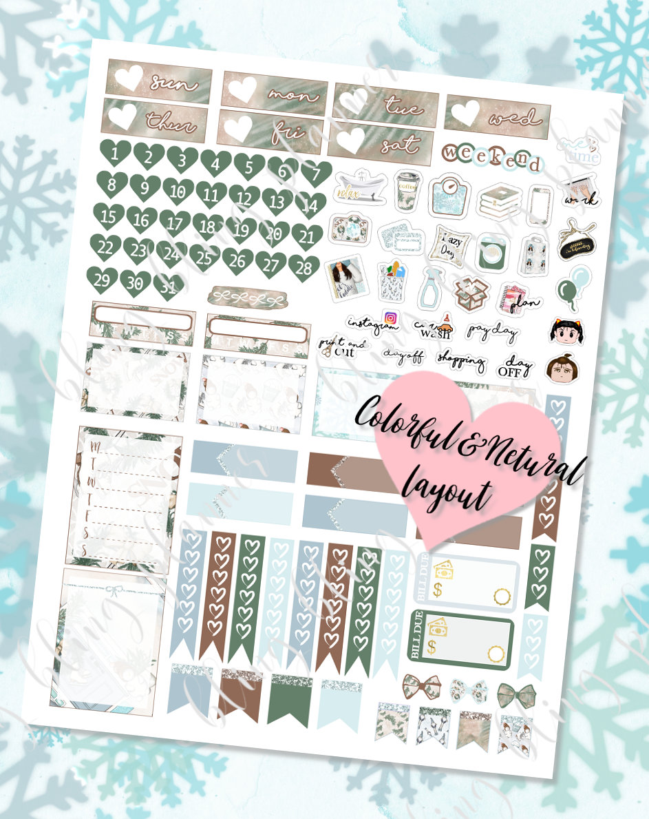 WINTER PRINTABLE PLANNER Stickers Winter Snow Printable Kit - Etsy