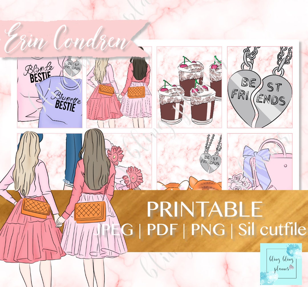 BFF PRINTABLE PLANNER Stickers, Friendship Planner Stickers, Best ...