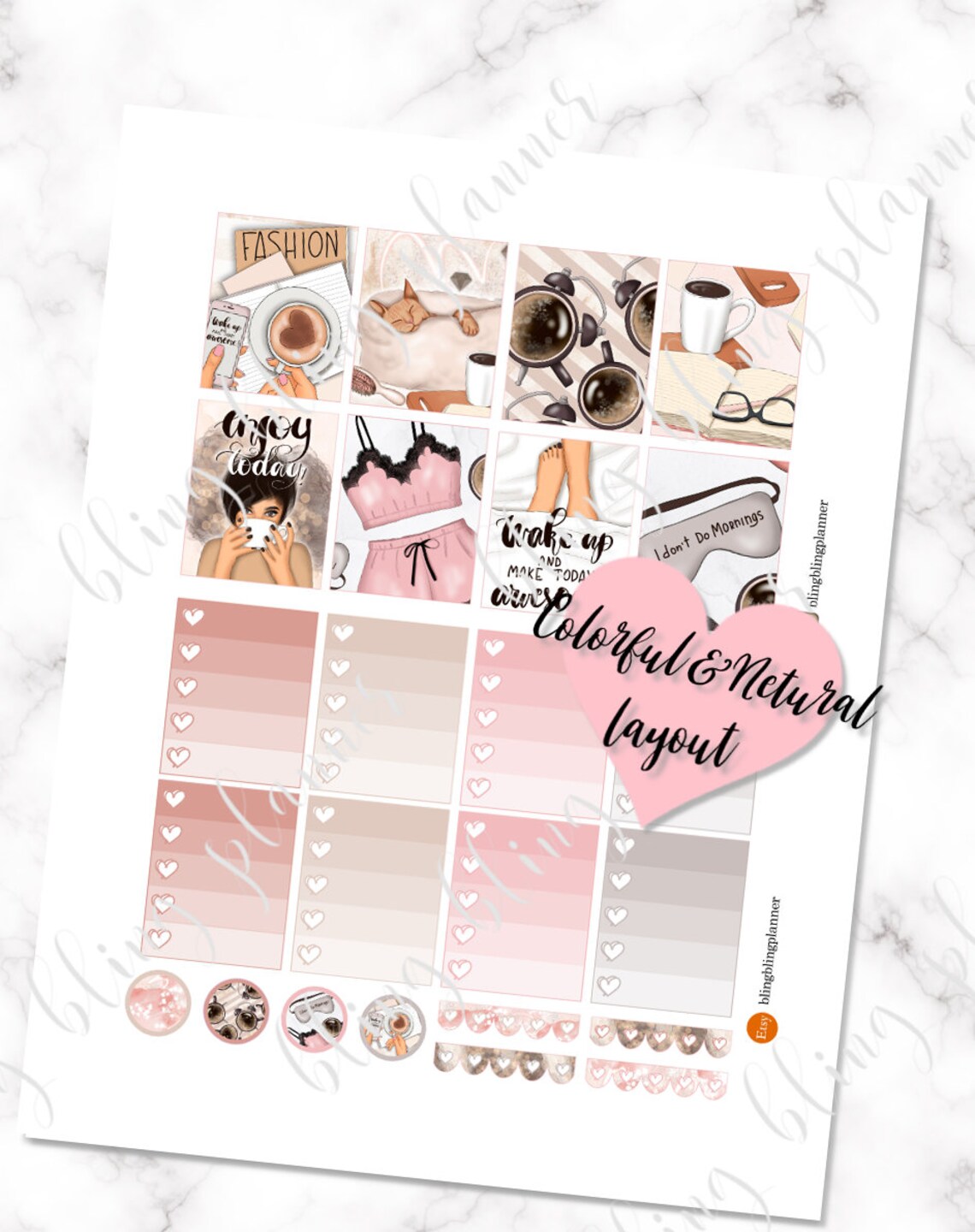 COFFEE PRINTABLE PLANNER Kit, Printable Planner Stickers, Weekly ...