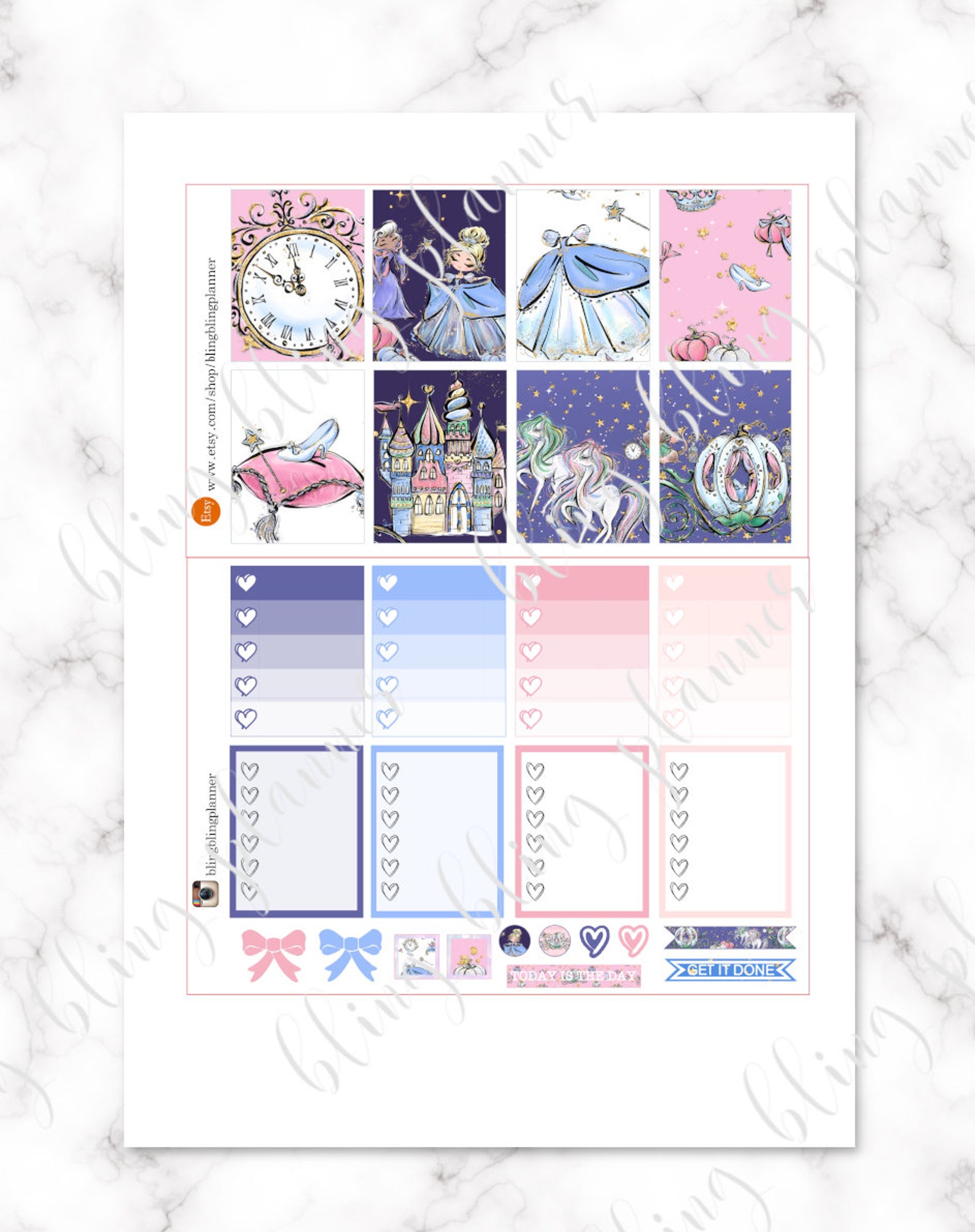 CINDERELLA NEW YEAR Stickers, Printable New Year Planner Stickers, New ...