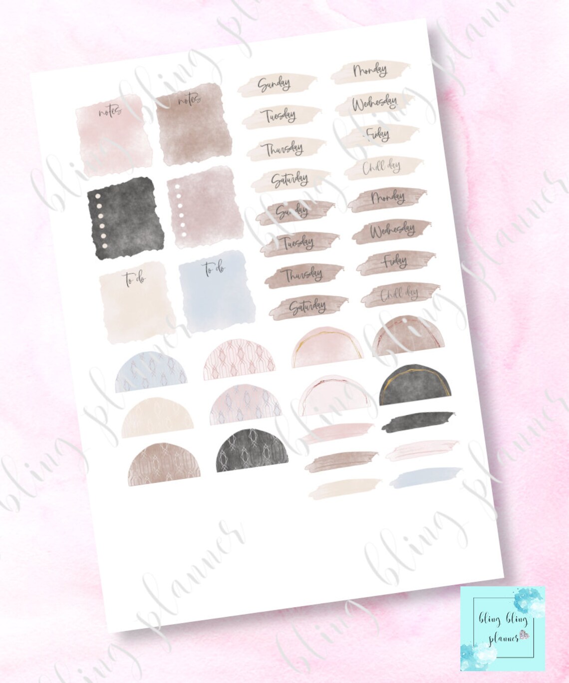 MINIMALISTIC PRINTABLE Planner Stickers Watercolor Printable - Etsy