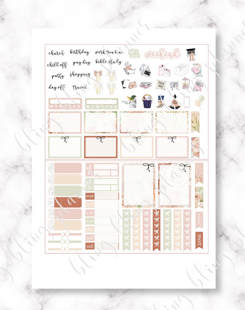 BOHO PLANNER STICKERS Boho Leave Sticker Kit Floral - Etsy