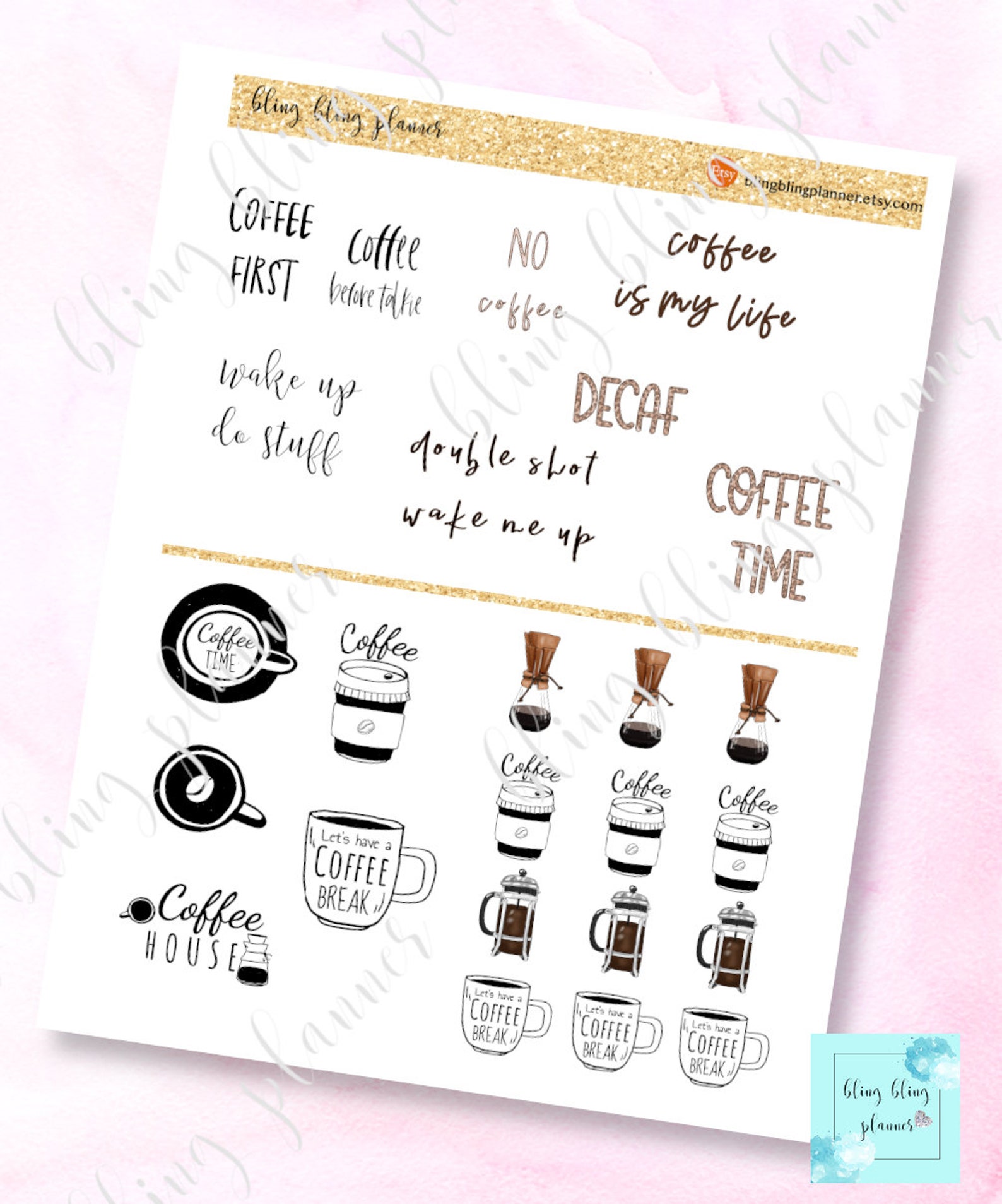 PRINTABLE COFFEE Stickers Printable Hot Coffee Stickers | Etsy