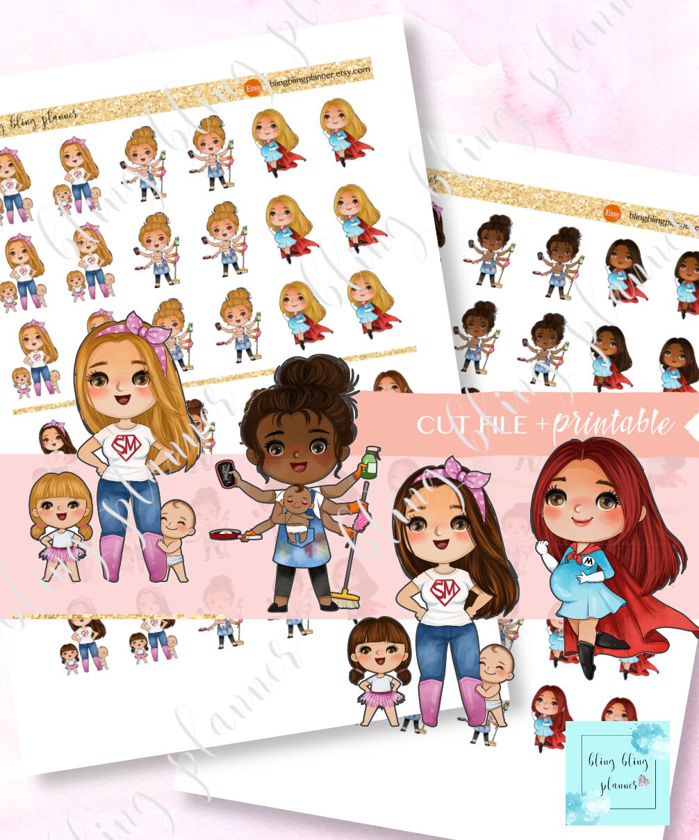 SUPER MOM Planner STICKERS, Mom Life Printable Sticker, Mother's Day ...