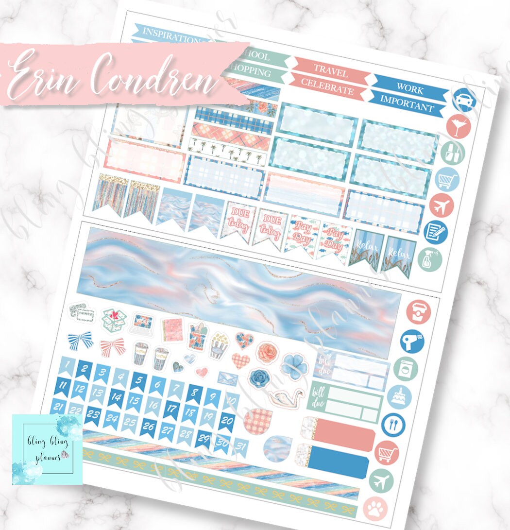 AUGUST MONTHLY Printable Sticker, August Monthly View, Summer Monthly ...