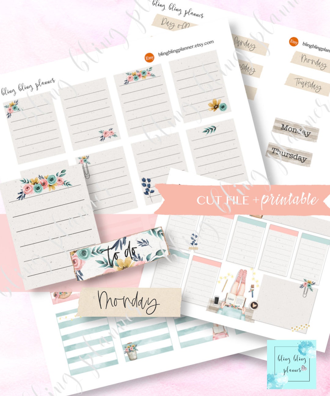 FULL BOX PRINTABLE Planner Stickers, Printable Full Box Stickers, Date ...