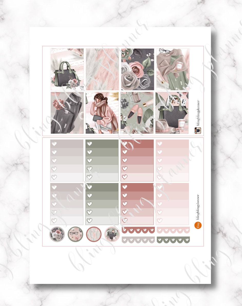 WINTER FASHION PRINTABLE Stickers Fashion Girl Erin Condren - Etsy