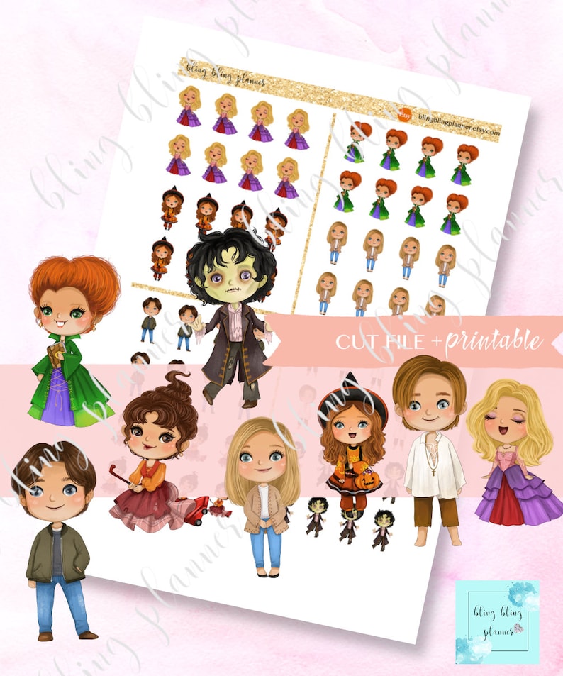 PRINTABLE HOCUS POCUS Stickers, Printable Halloween Stickers, Sarah ...