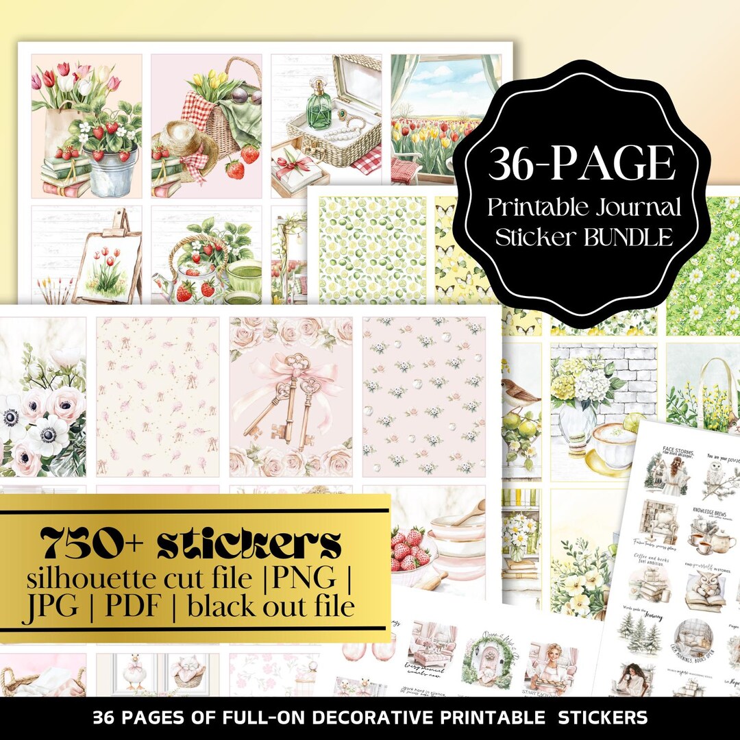 PRINTABLE Journal Sticker Bundle, Over 750 Journal Sticker, Scrapbook ...